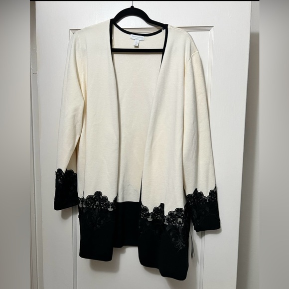 Charter Club | Sweaters | Creme And Black Lace Cardigan | Poshmark